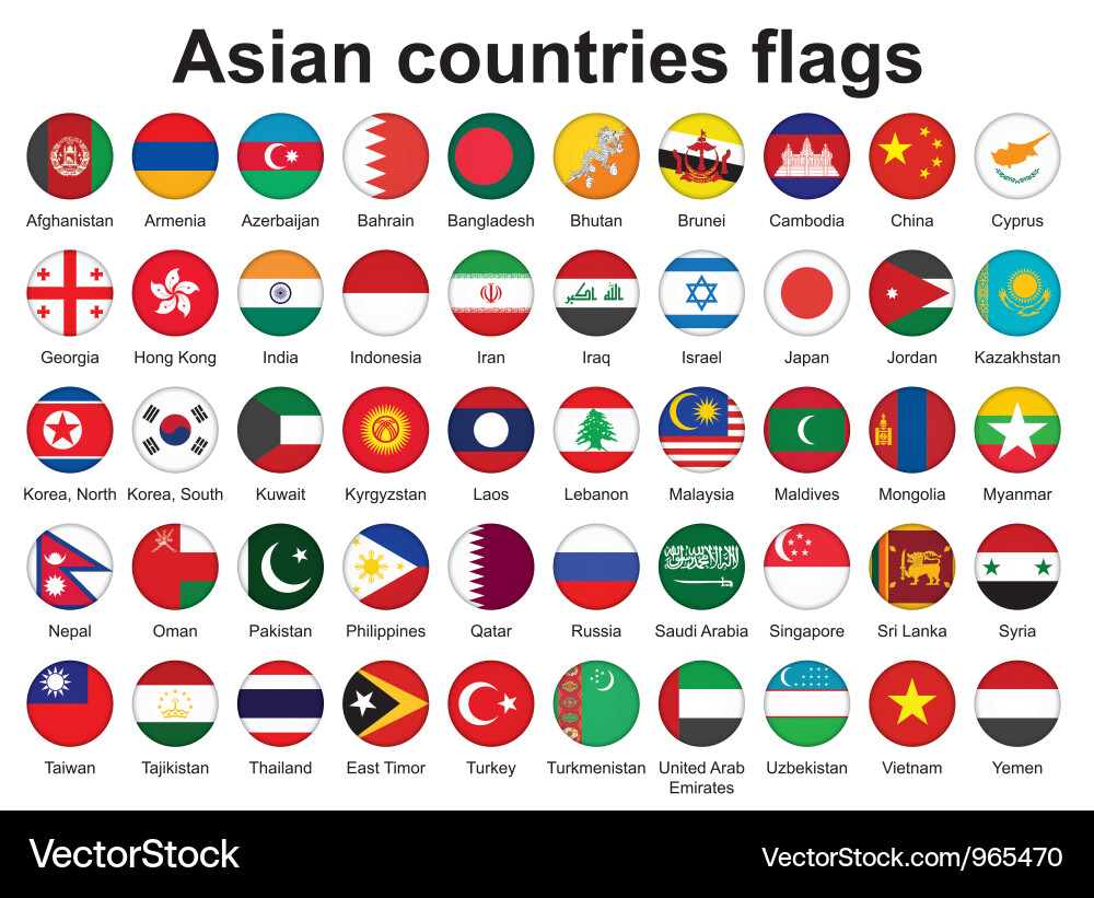 Asia buttons Royalty Free Vector Image - VectorStock