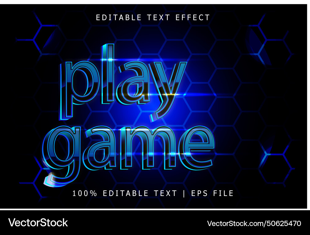 Play game editable text effect 3 dimension emboss Vector Image