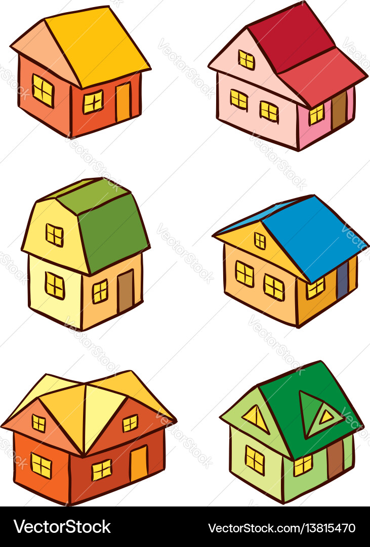 Simple stylized houses Royalty Free Vector Image