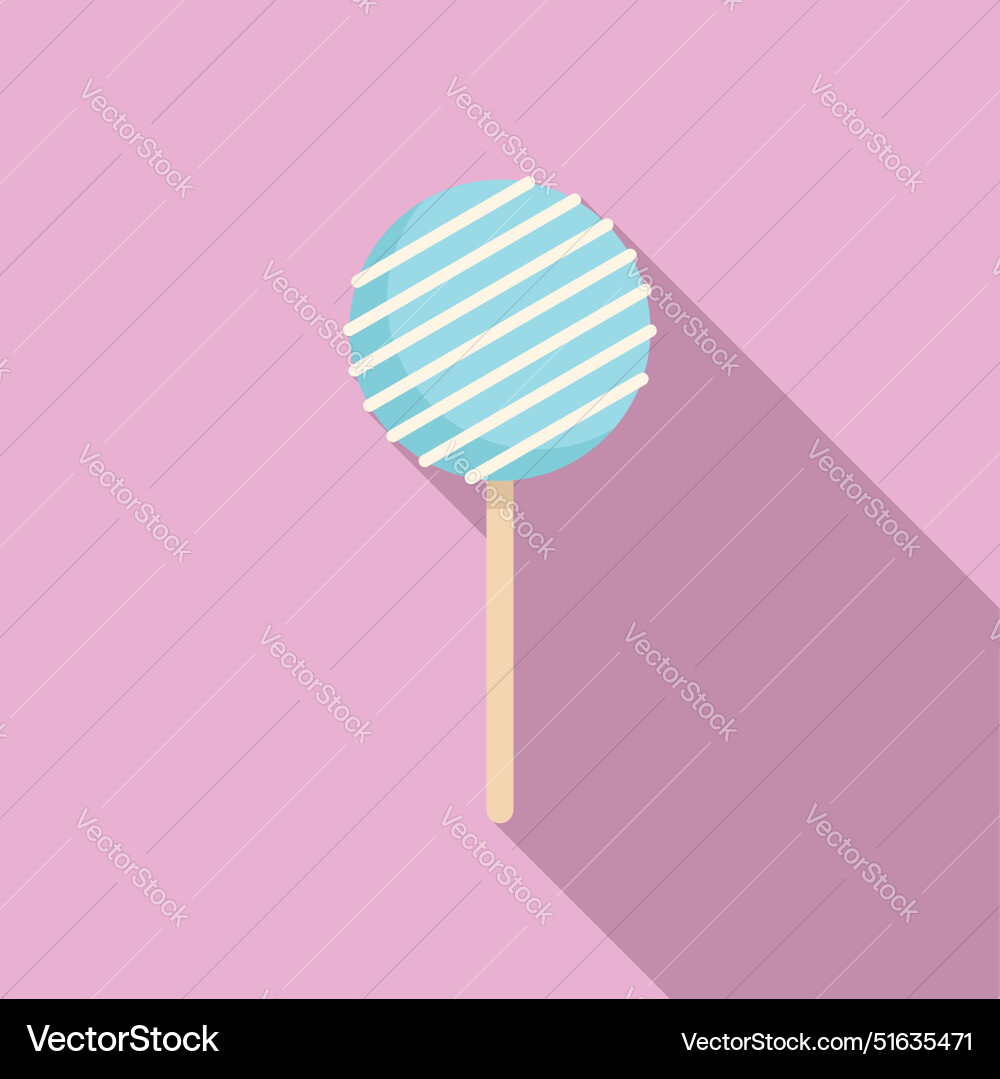 Blue cake pop with white stripes on a stick Vector Image