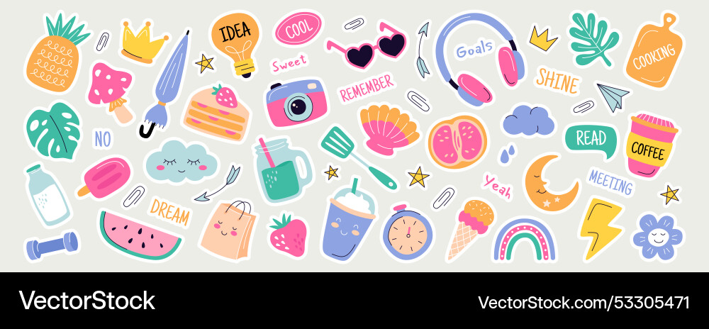 Cute diary journal stickers daily planner labels Vector Image