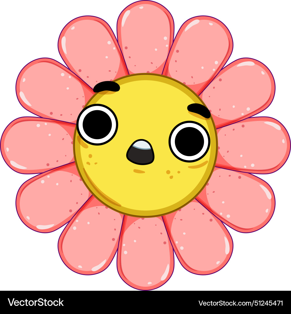 Funny flower character cartoon Royalty Free Vector Image