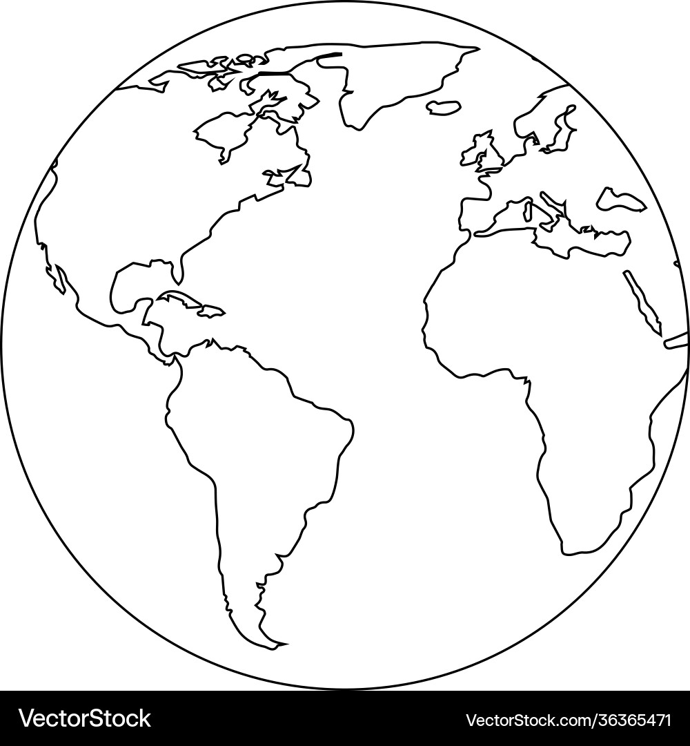 Globe Earth Line Icon Royalty Free Vector Image