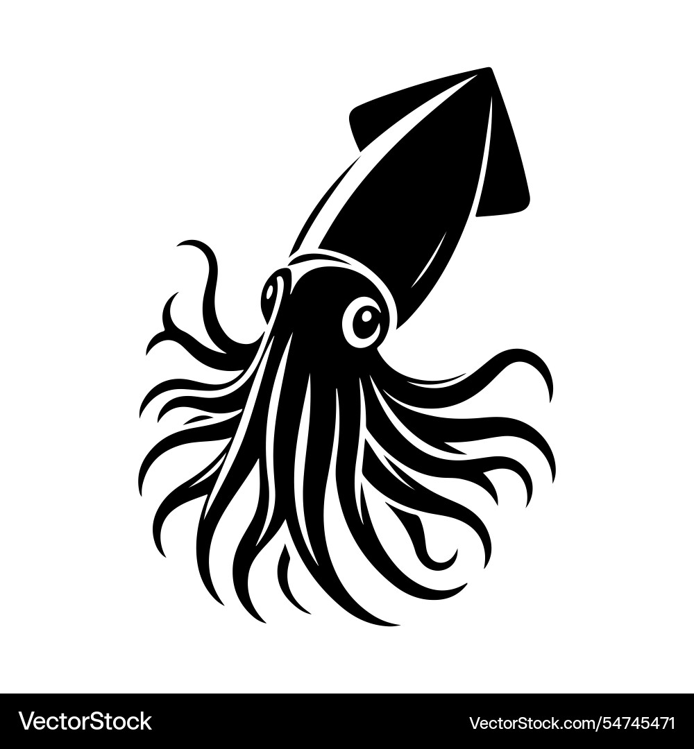 High-quality squid silhouette graphics Royalty Free Vector
