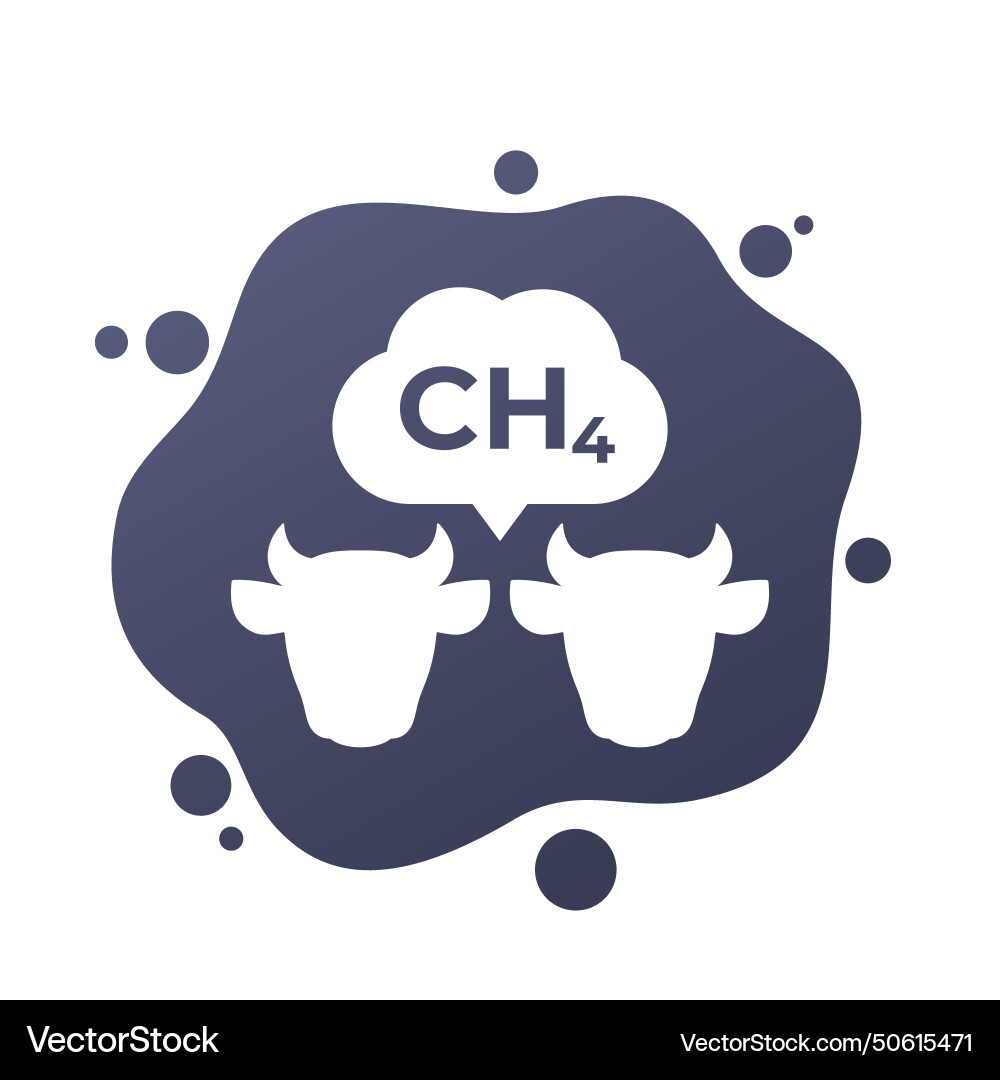 Methane emissions icon with cattle Royalty Free Vector Image