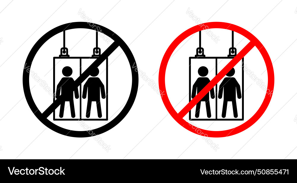No elevator sign icon set advisory against Vector Image
