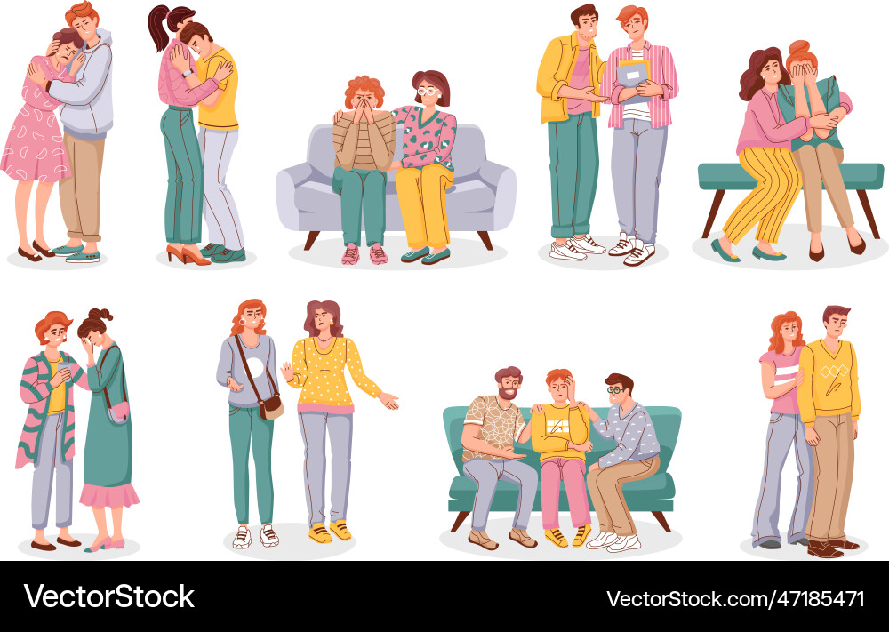 People support others set Royalty Free Vector Image