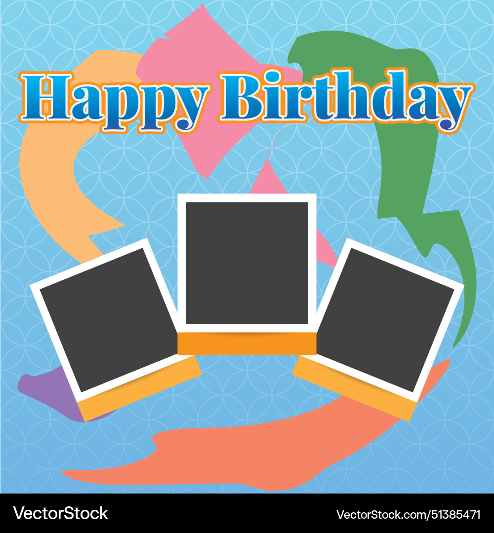 Photo collage birthday template Royalty Free Vector Image
