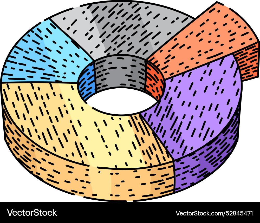 Statistics pie chart sketch hand drawn Royalty Free Vector