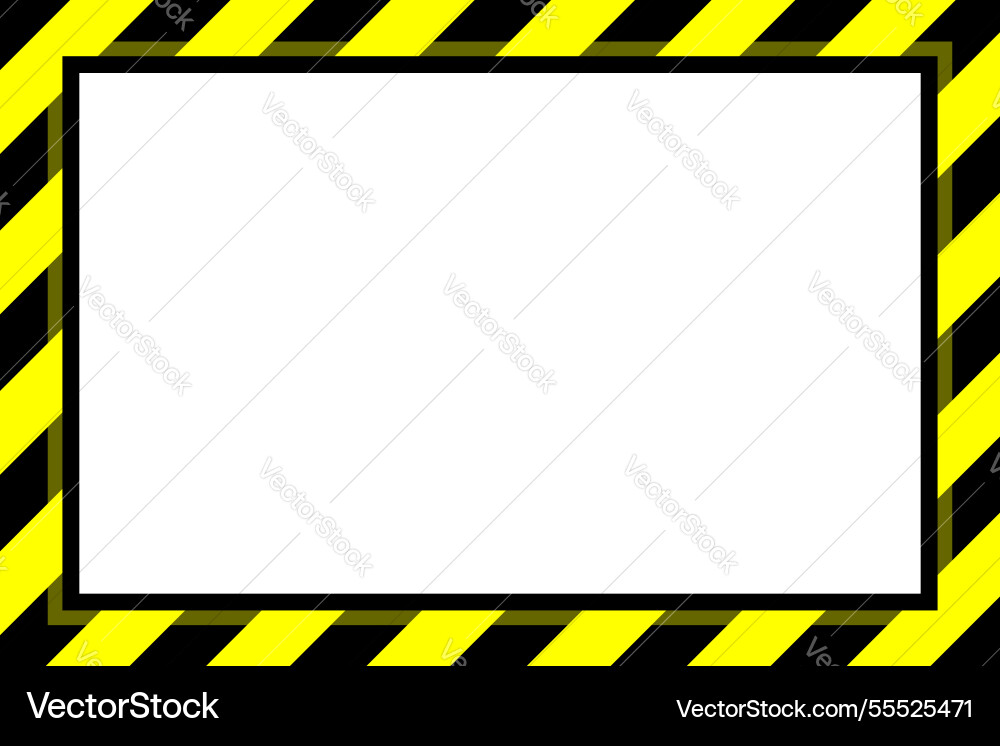 Warning sign yellow black stripe frame template Vector Image