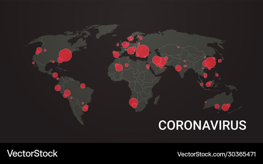 World map with location pins outbreak Royalty Free Vector