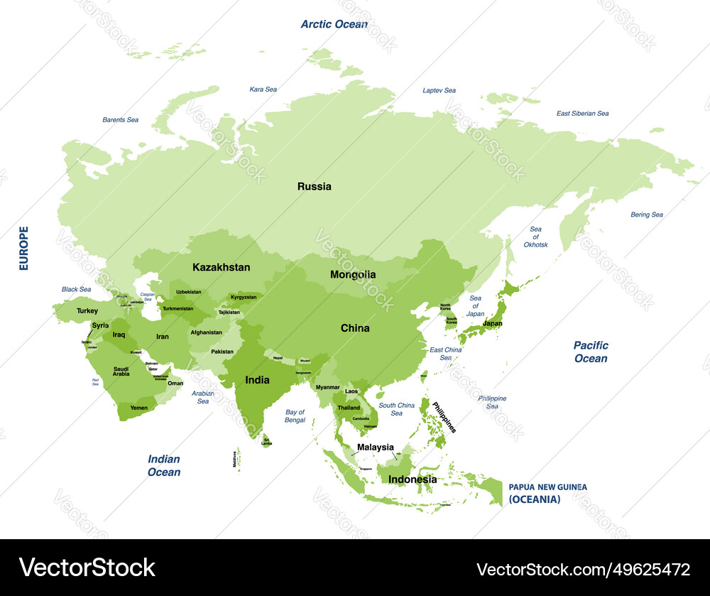 Asia political detailed map Royalty Free Vector Image