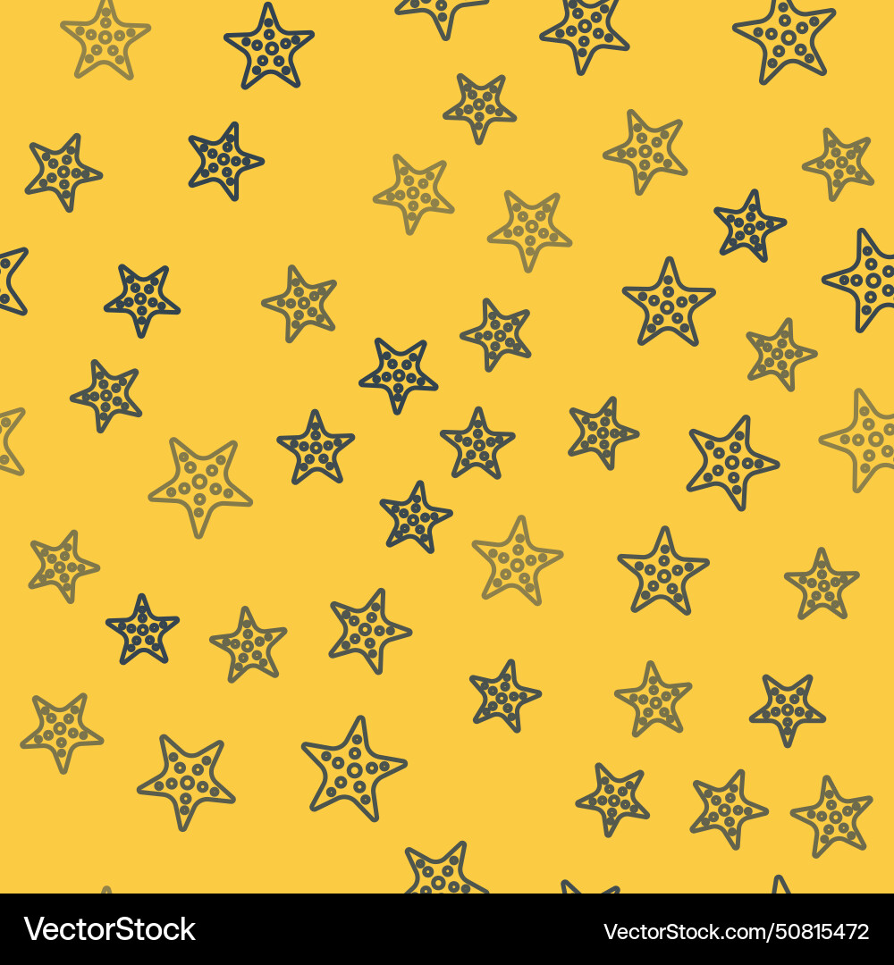 Blue line starfish icon isolated seamless pattern Vector Image