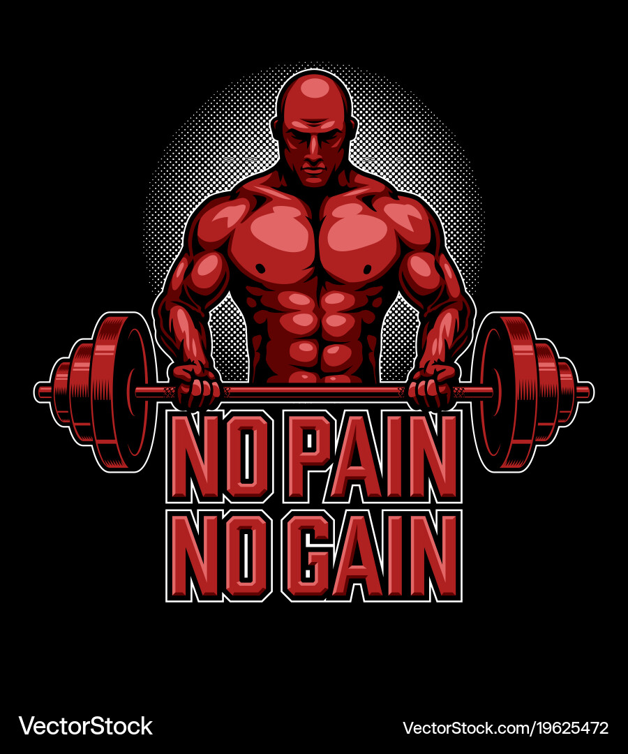 Bodybuilding poster in red Royalty Free Vector Image