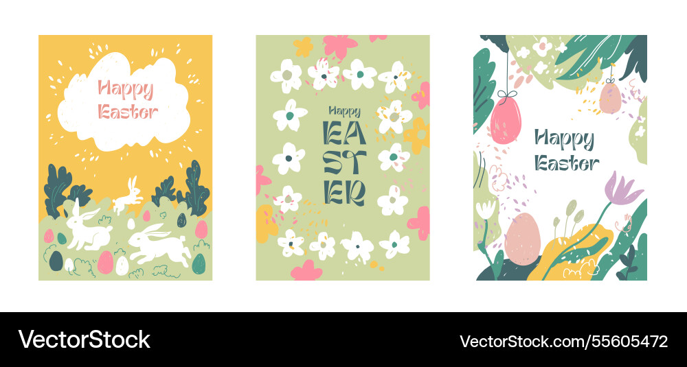 Easter holiday cards set Royalty Free Vector Image