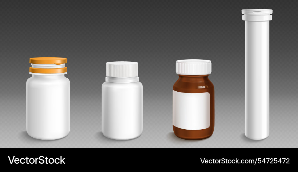 Medical containers mockup set Royalty Free Vector Image