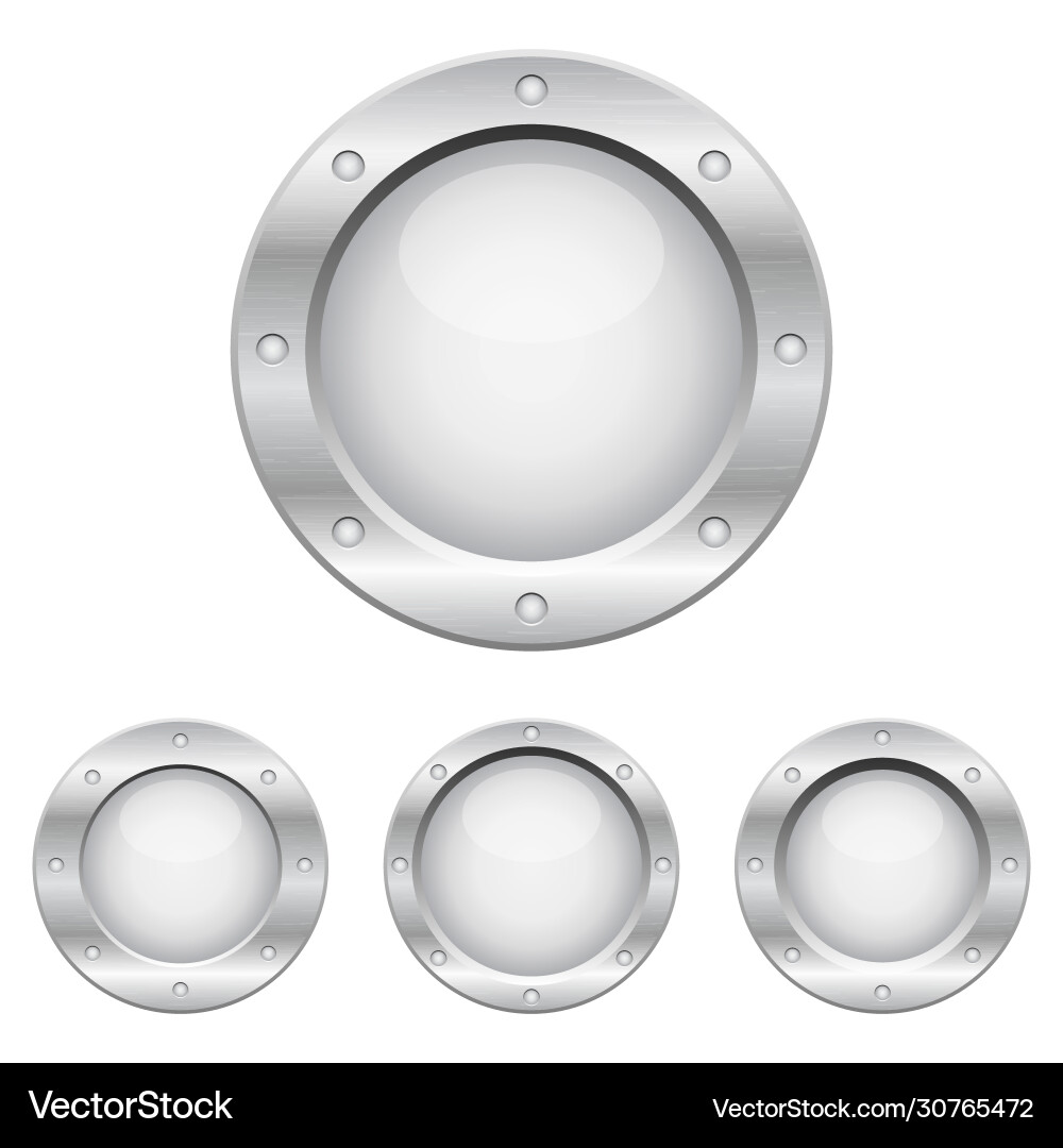 Metallic porthole set Royalty Free Vector Image