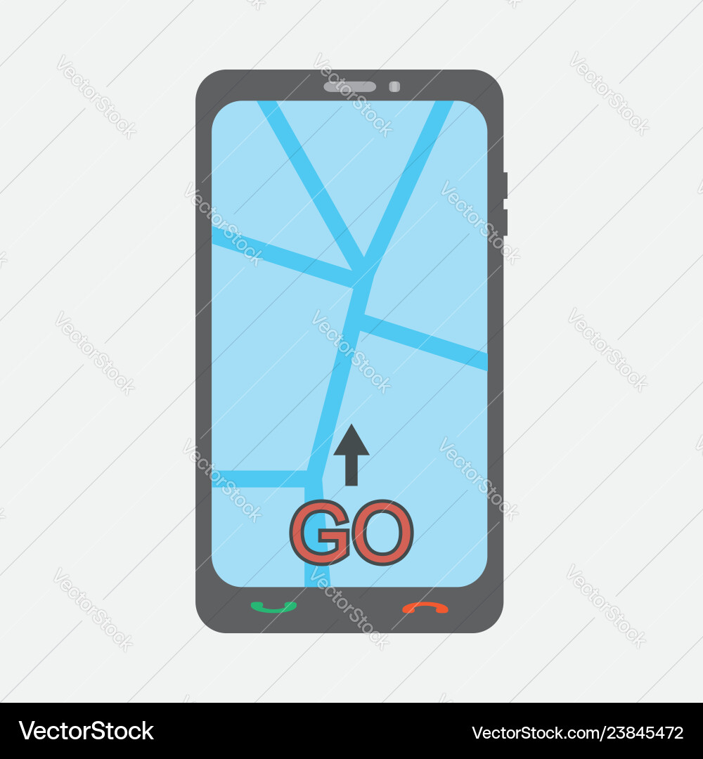 Mobile phone with map Royalty Free Vector Image