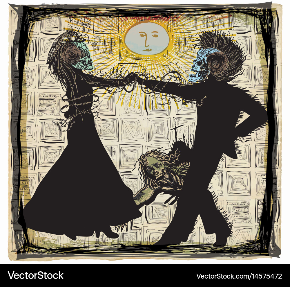 Noon dancers voodoo night - an hand drawn Vector Image
