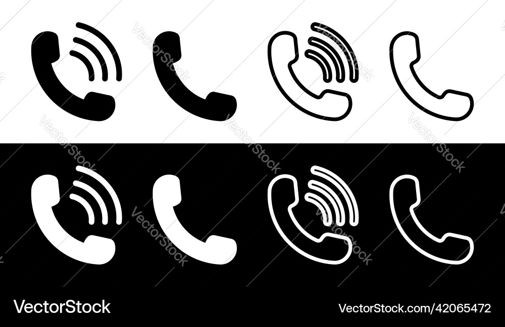 Phone Icon Set - Handset Symbols Royalty Free Vector Image