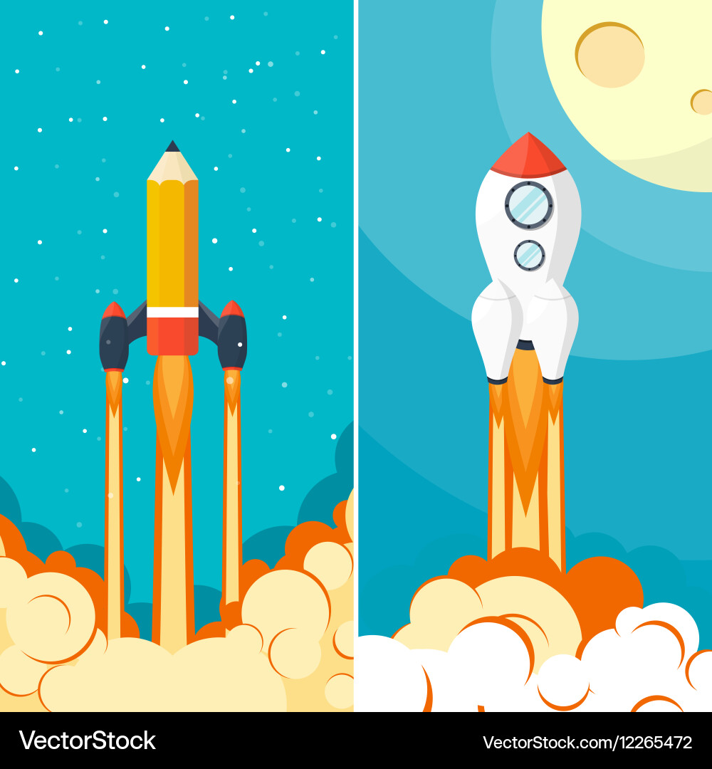 Rocket ship launch space travel start up Vector Image