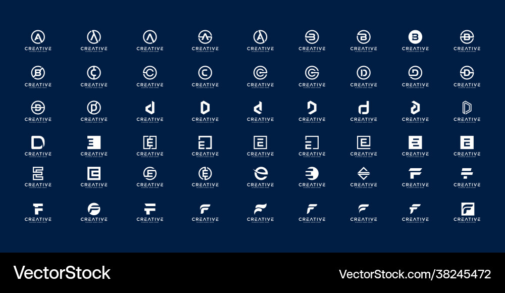 Set initial letter abcde and f logo design Vector Image