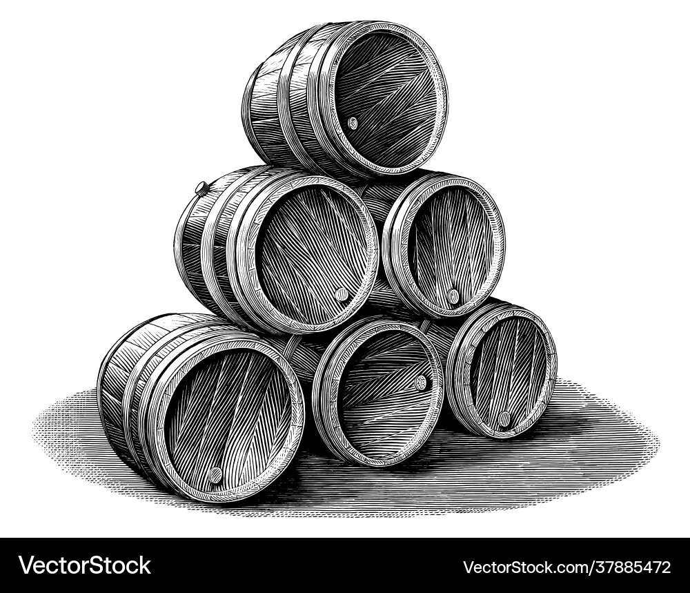 Vintage Beer Barrel Engraving Royalty Free Vector Image