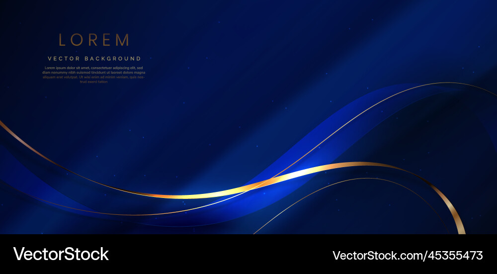 3d gold curved dark blue ribbon Royalty Free Vector Image