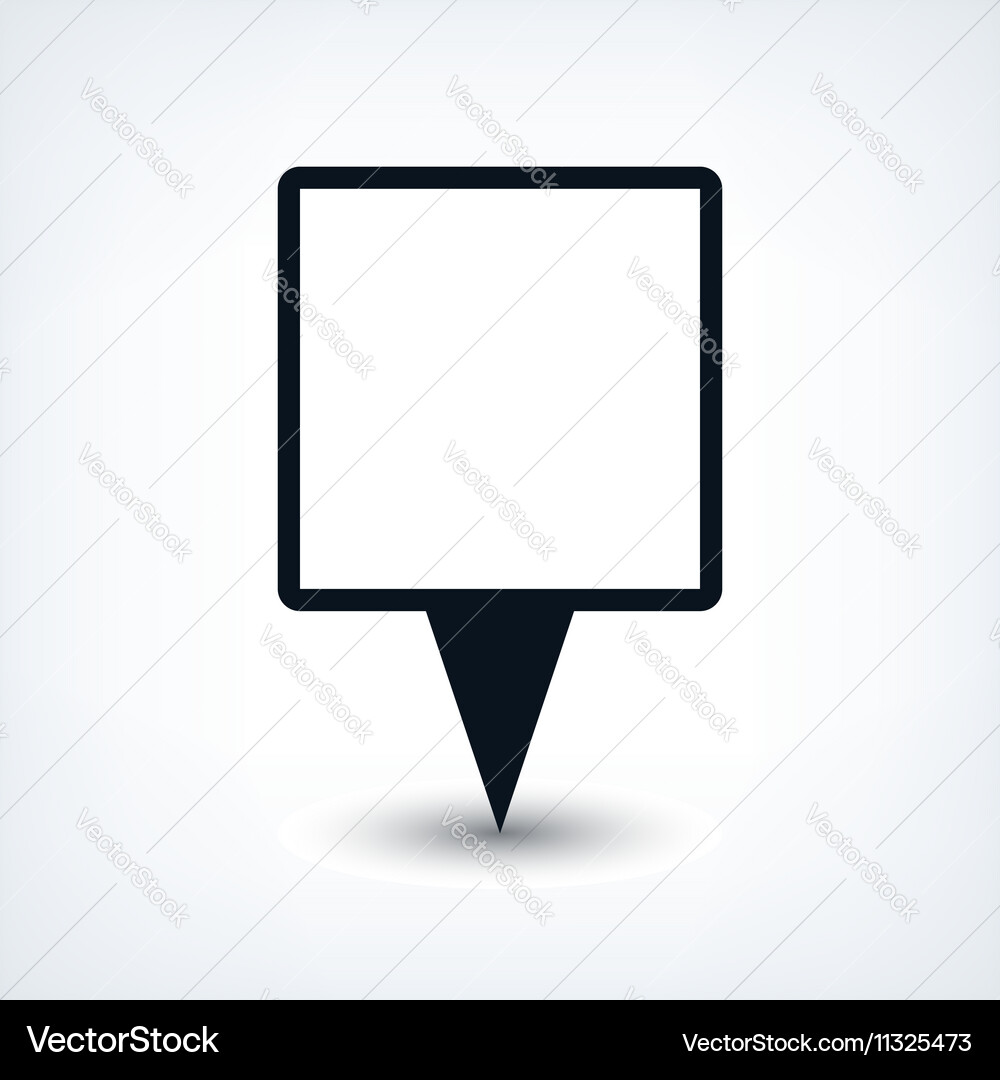 Black blank map pin flat location sign square icon
