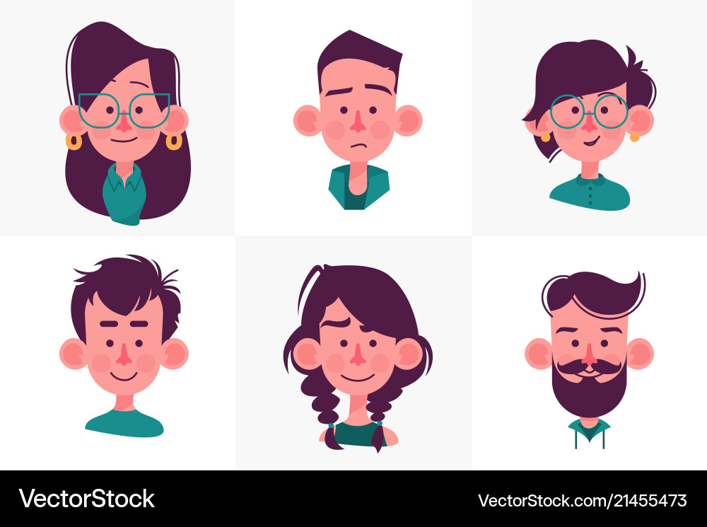 Face people cartoon collection Royalty Free Vector Image