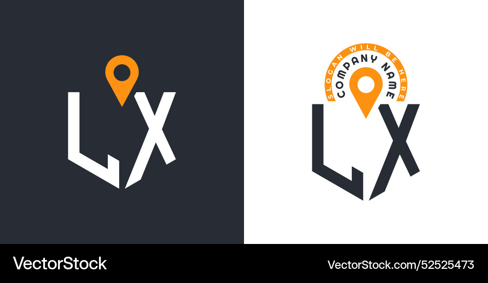 Lx location logo bundle letter dual icons Vector Image