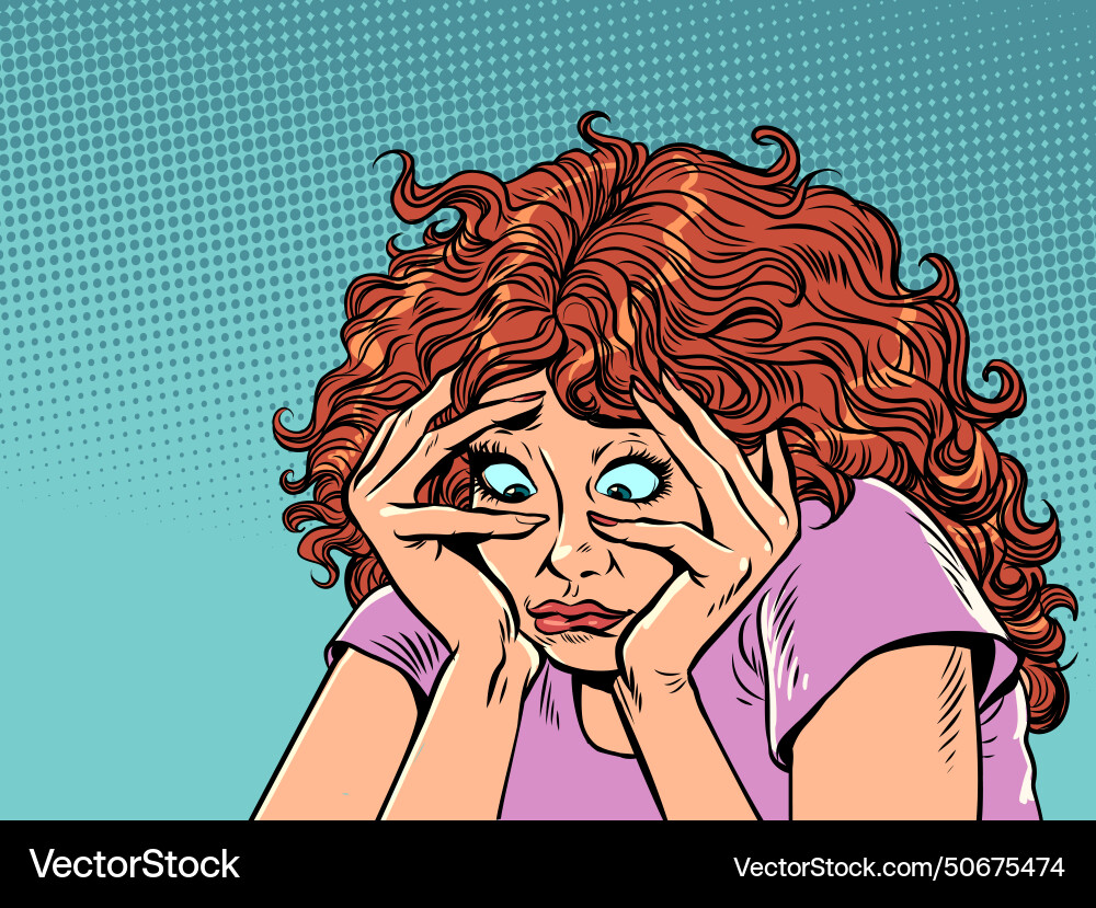 Anxious and sad thoughts due to problems in life Vector Image
