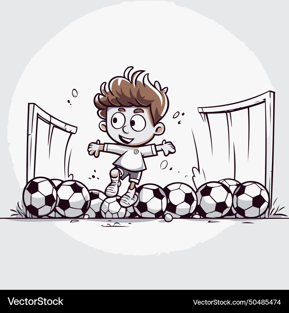 Cartoon boy playing soccer Royalty Free Vector Image