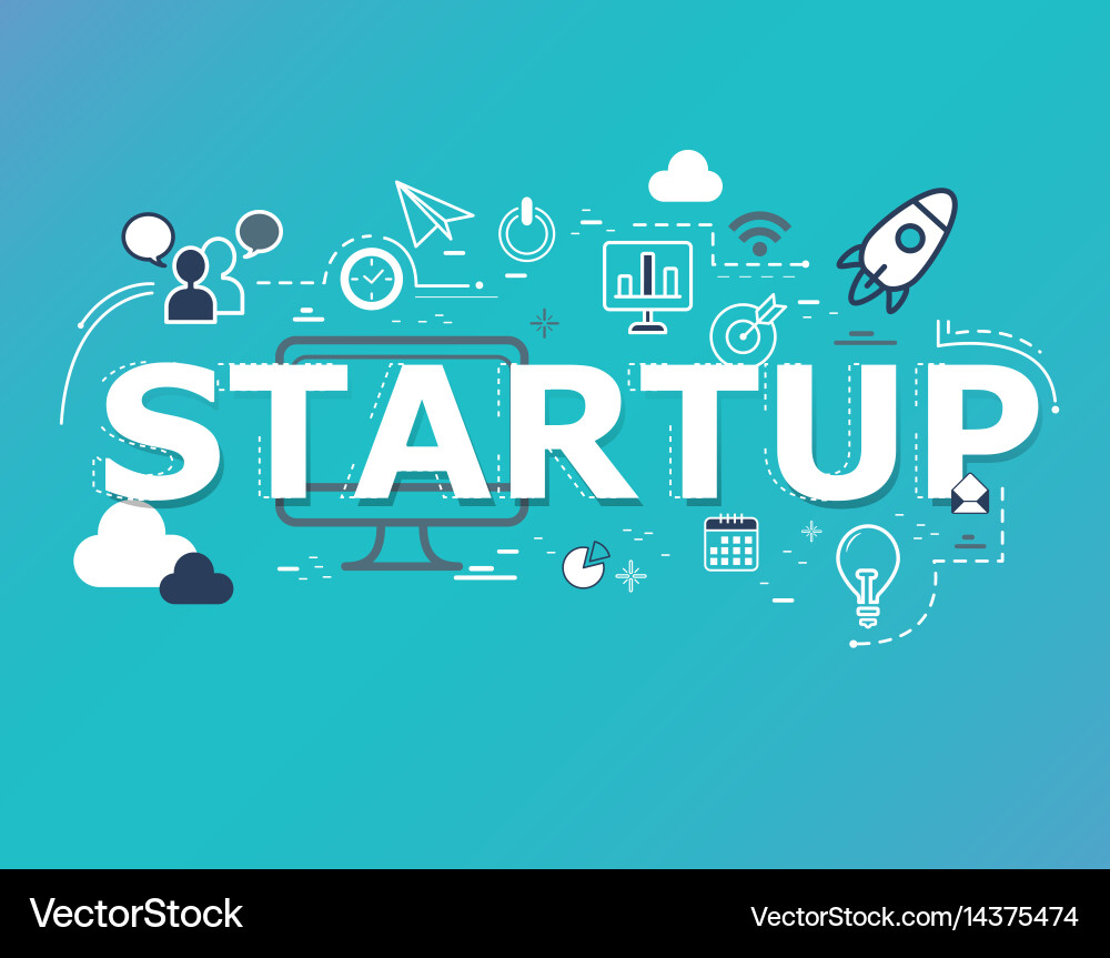 Creative of startup word lettering typography Vector Image