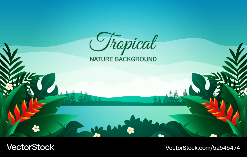 Ocean view from nature tropical forest landscape Vector Image