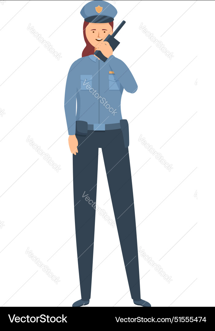 Police officer is speaking into a handheld Vector Image