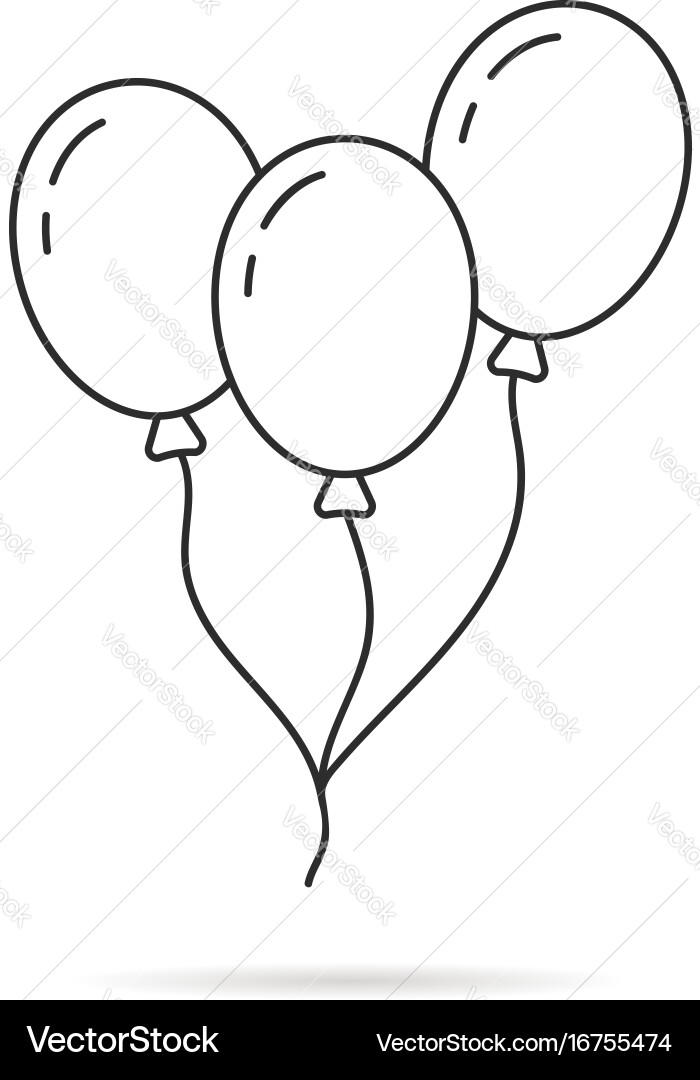 Thin line balloon icon with shadow Royalty Free Vector Image