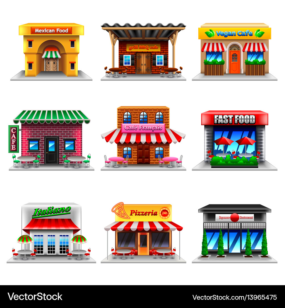 Cafe and restaurants icons set Royalty Free Vector Image