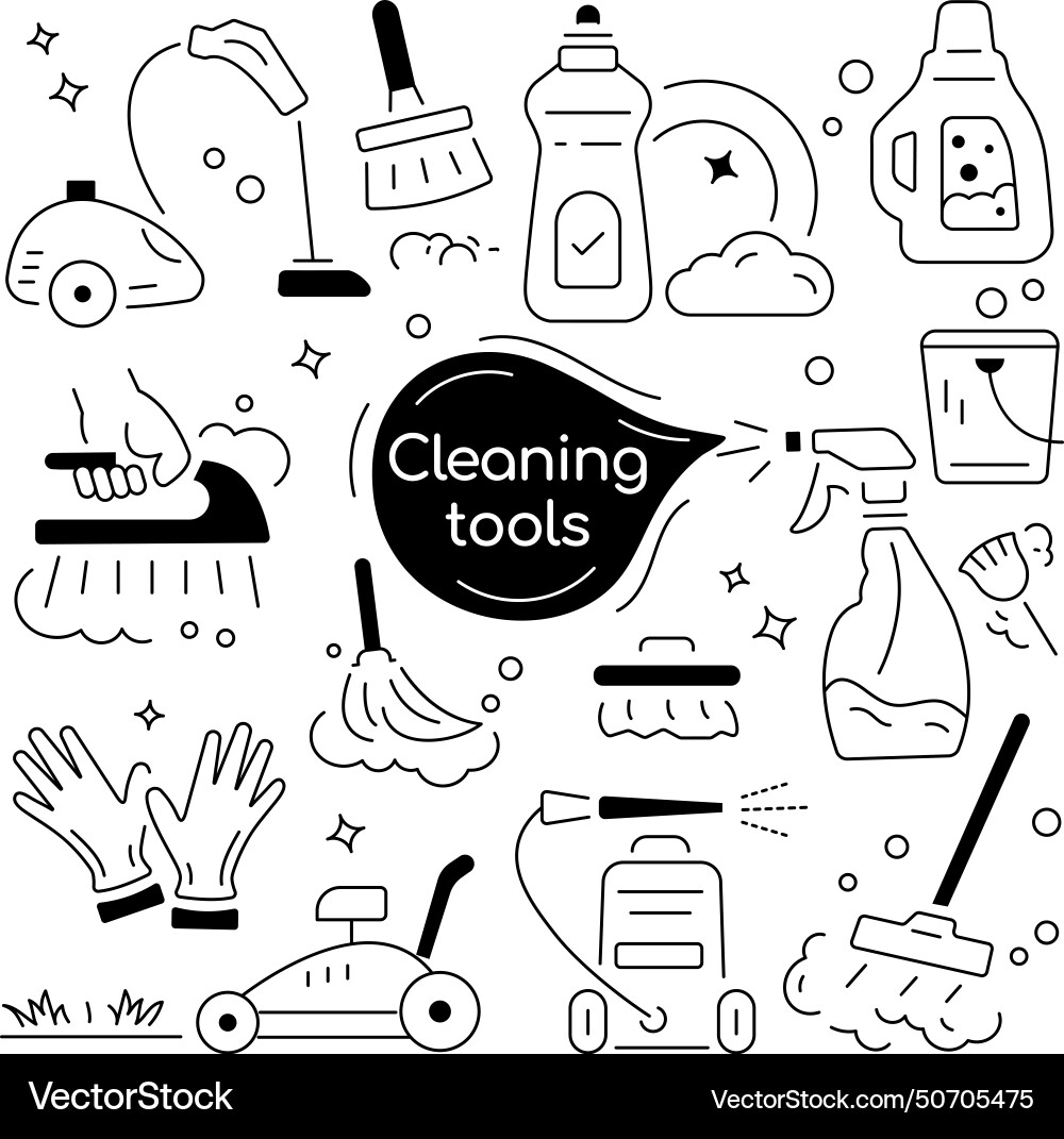 Cleaning tools Royalty Free Vector Image - VectorStock