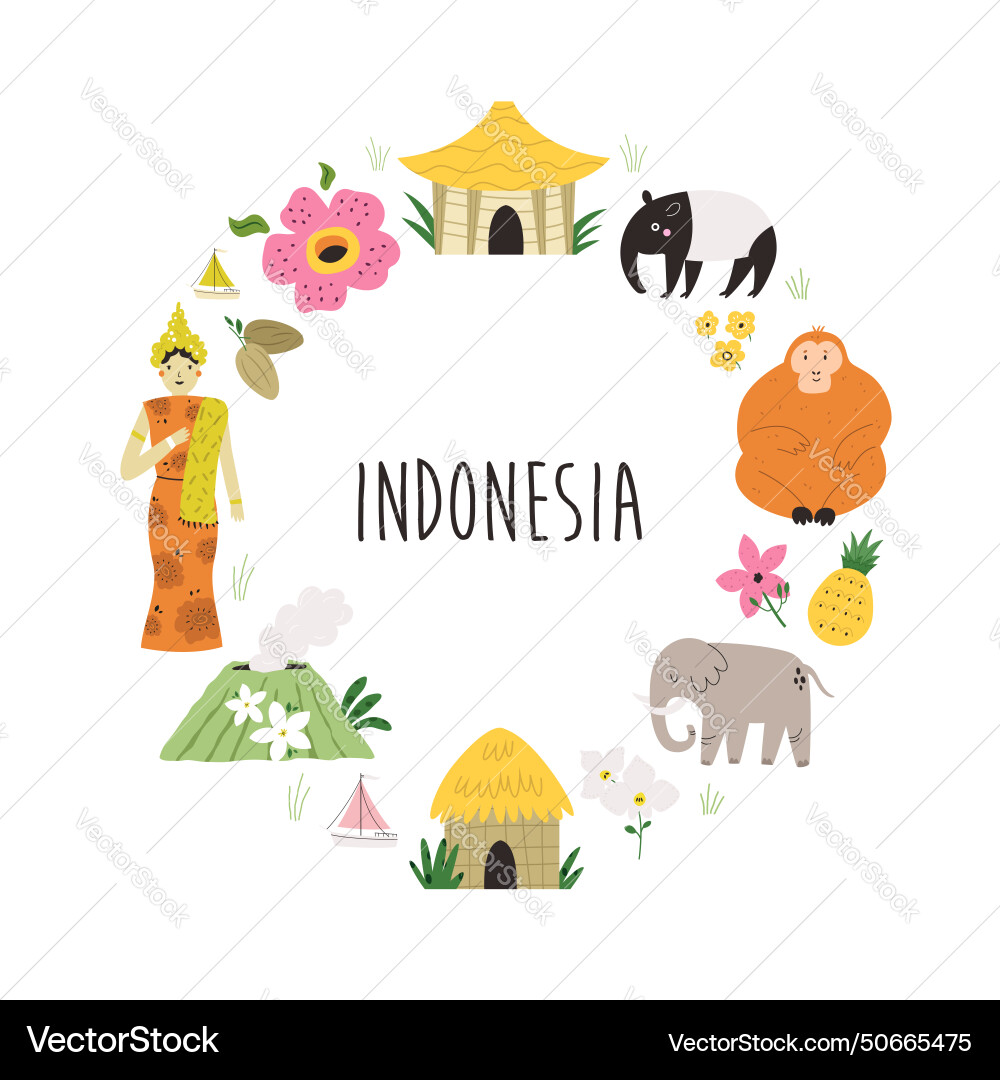 Colorful circle design with symbols animals Vector Image