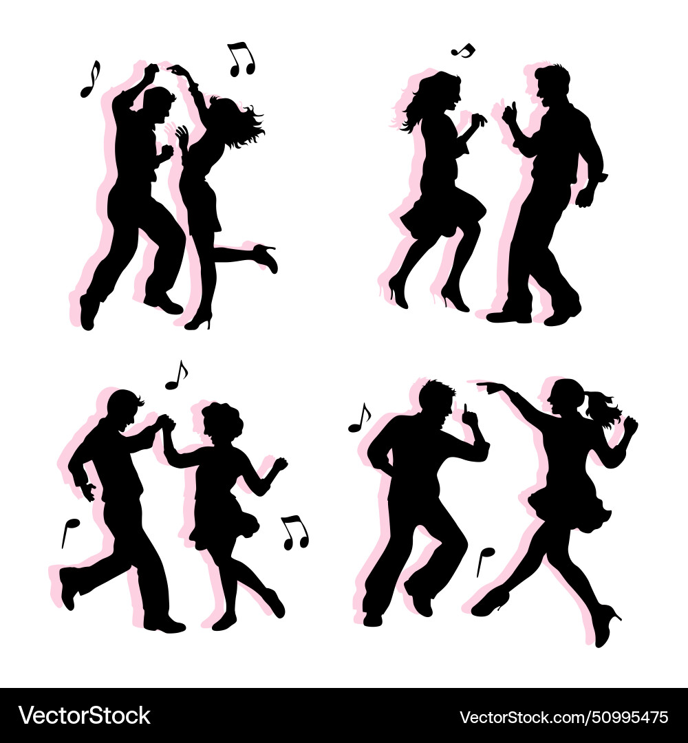 Couple dancing together happy young Royalty Free Vector