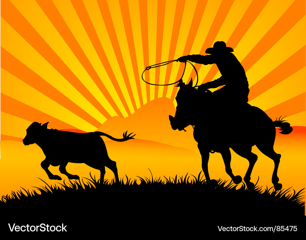 Cowboy Roping Calf Silhouette – Royalty-Free Vector | VectorStock