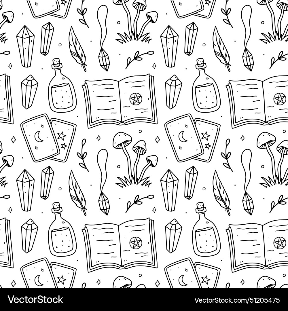 Cute seamless pattern with magic doodles Vector Image