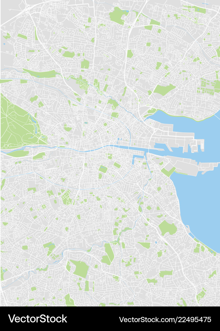 Detailed color map of dublin Royalty Free Vector Image