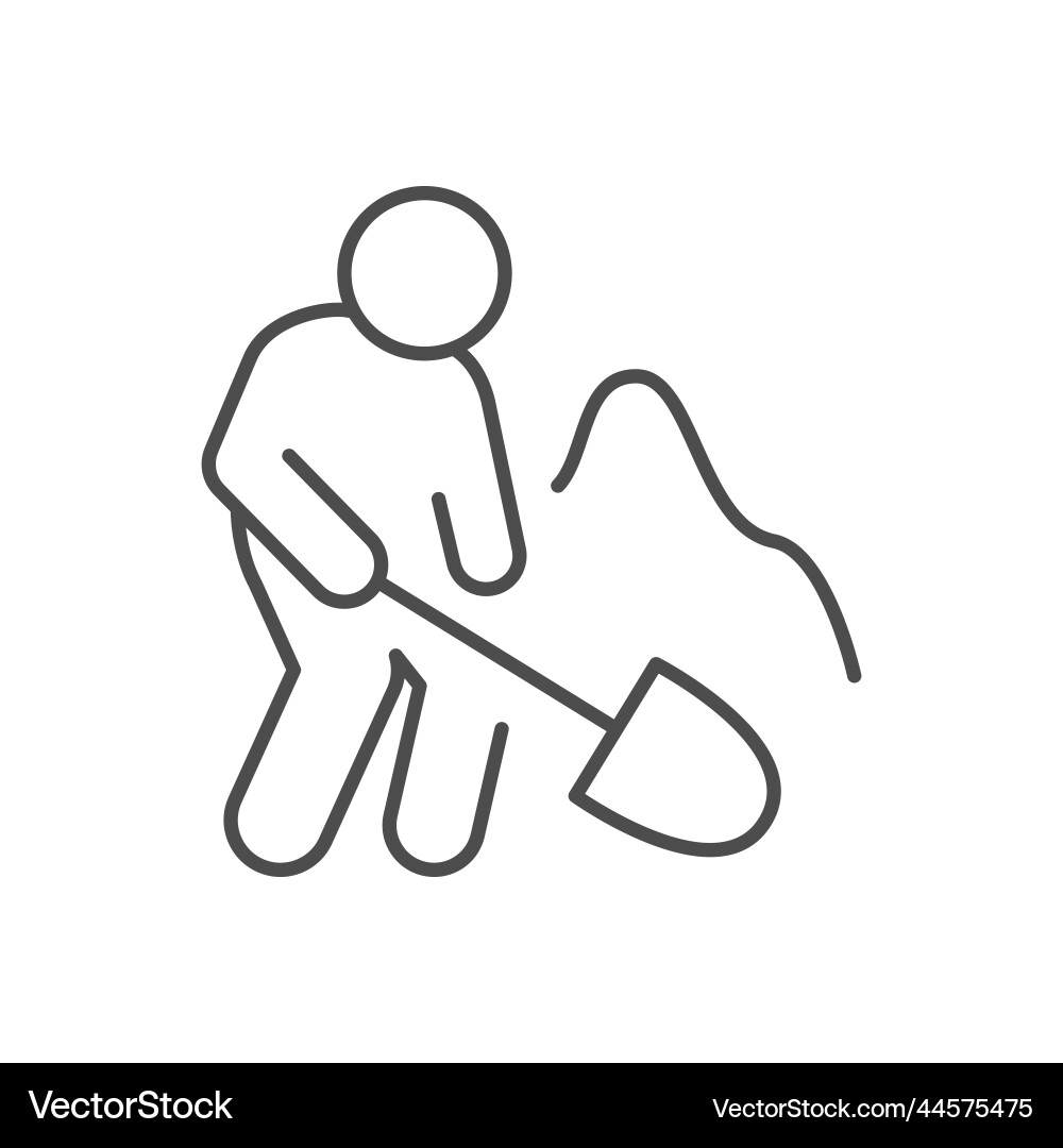 Digging person line outline icon Royalty Free Vector Image