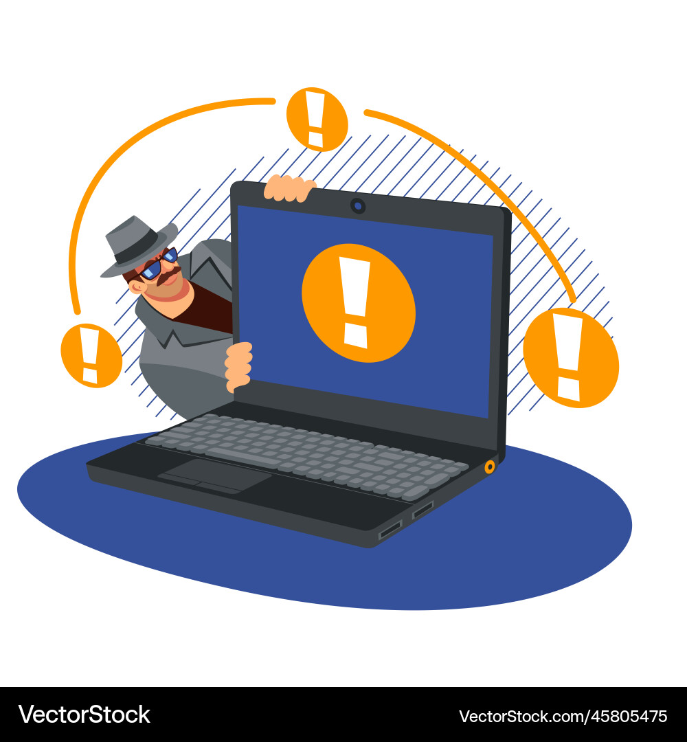 Digital spy detective in computer phishing Vector Image