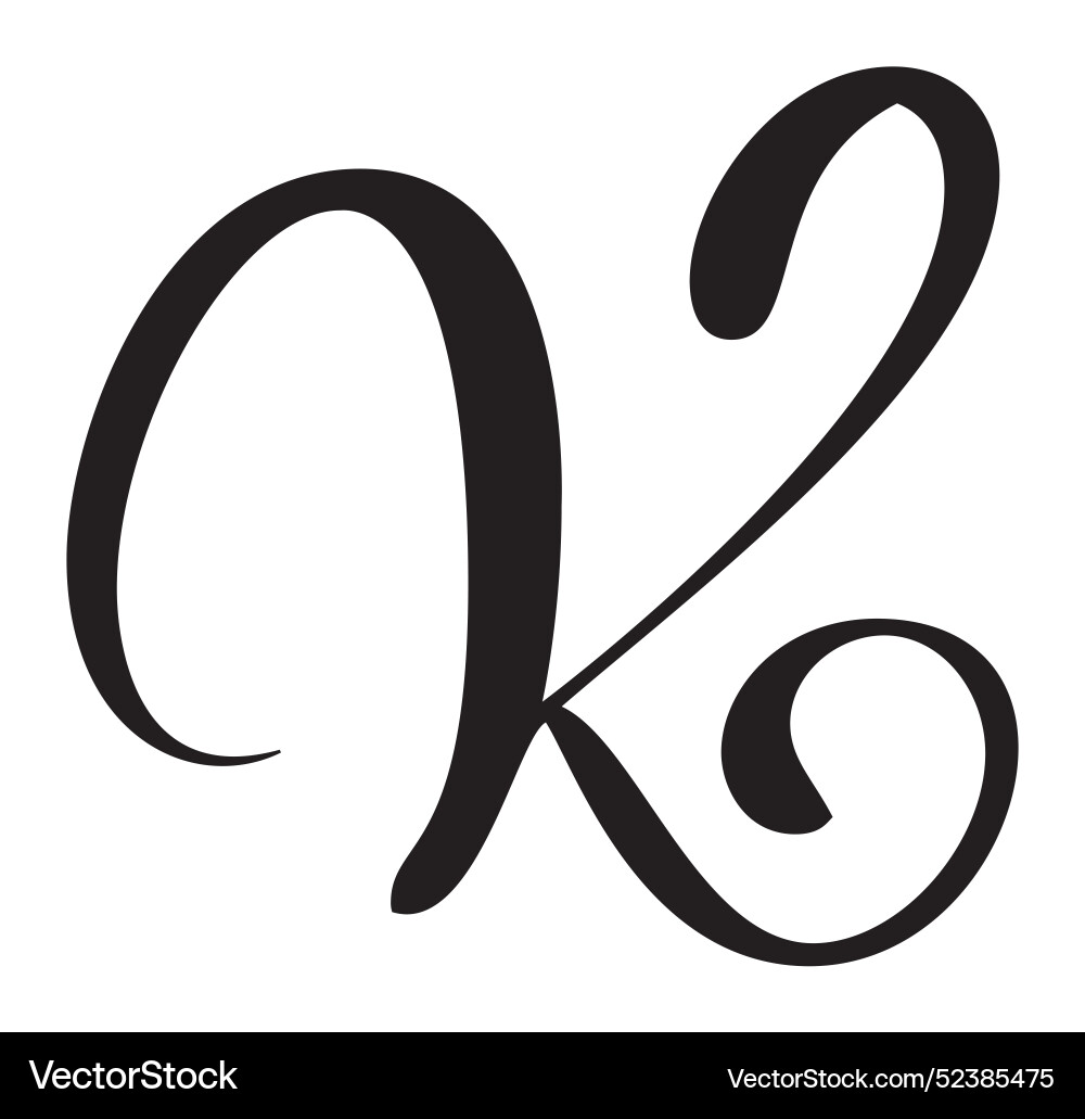 Hand drawn calligraphy letter capital k Royalty Free Vector