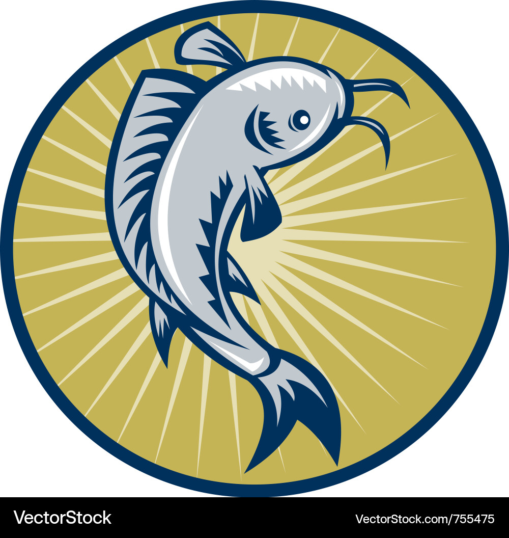 Retro Catfish Splash Royalty Free Vector Image
