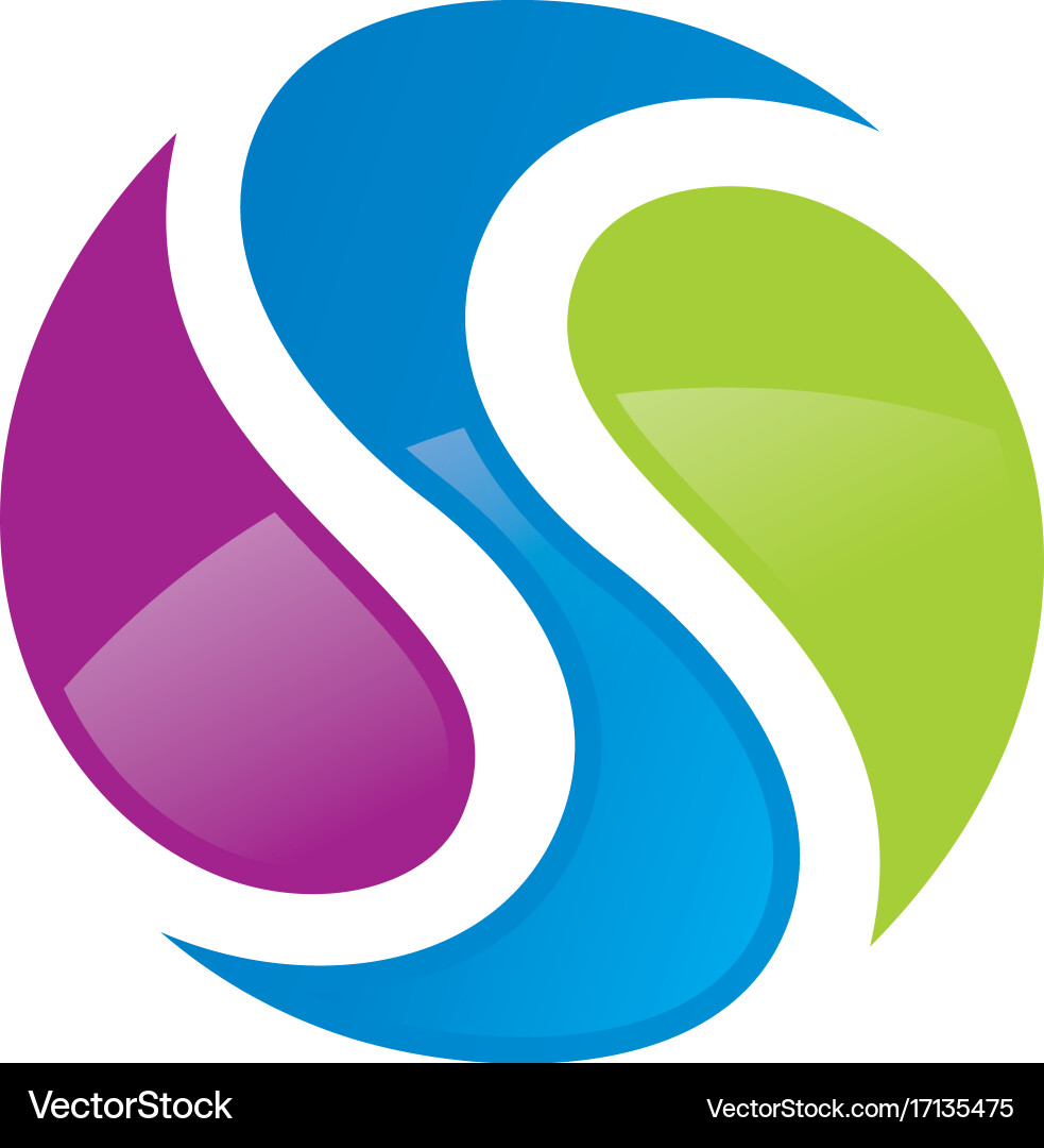 Runder Buchstabe s farbiges Logo Lizenzfreies Vektorbild