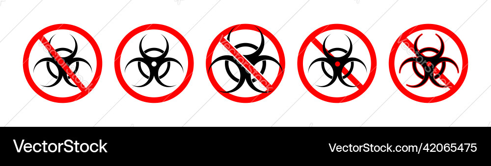 Stop toxic signs red icons isolated Royalty Free Vector